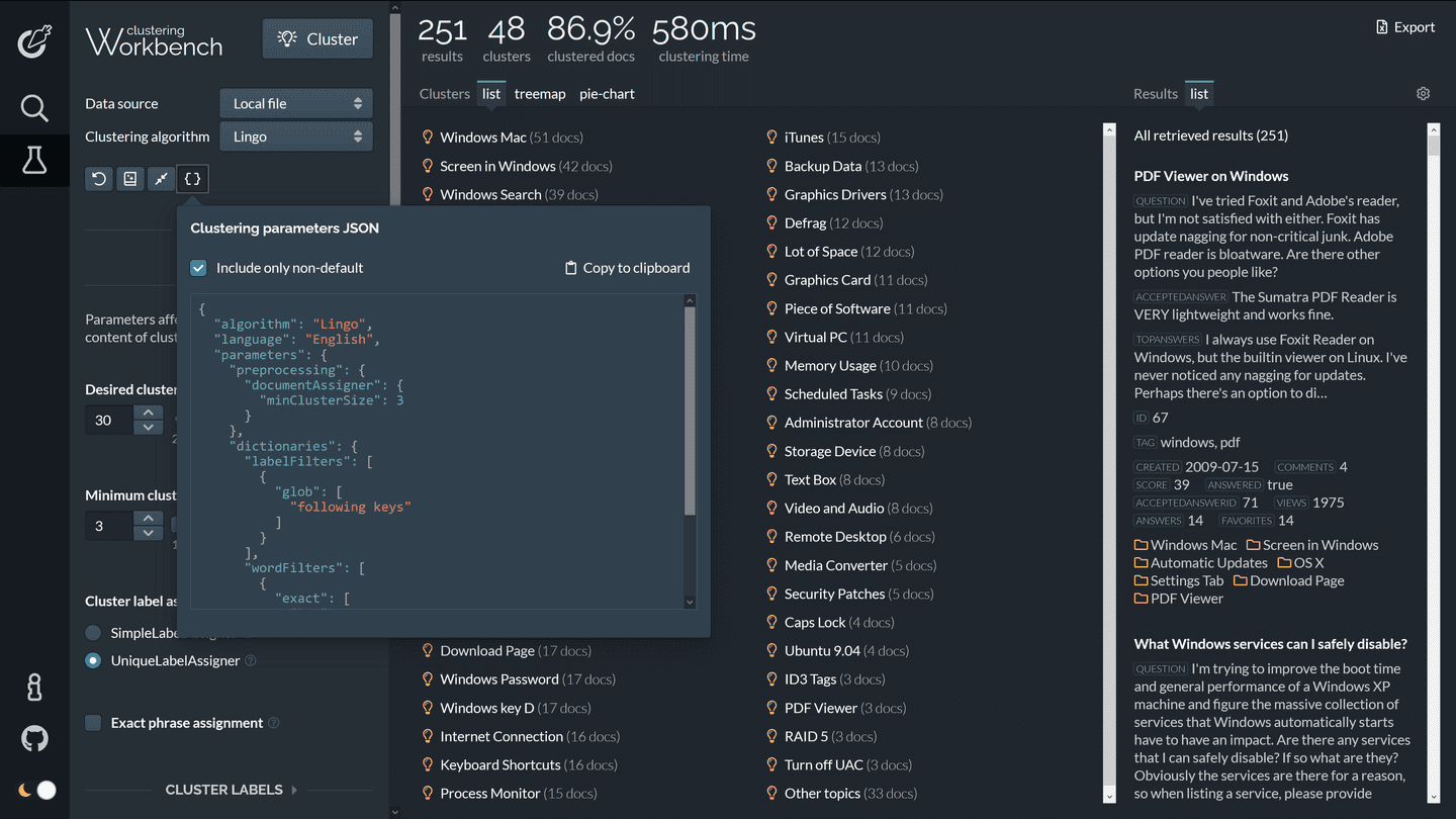 Tuning clustering - Carrot2 docs