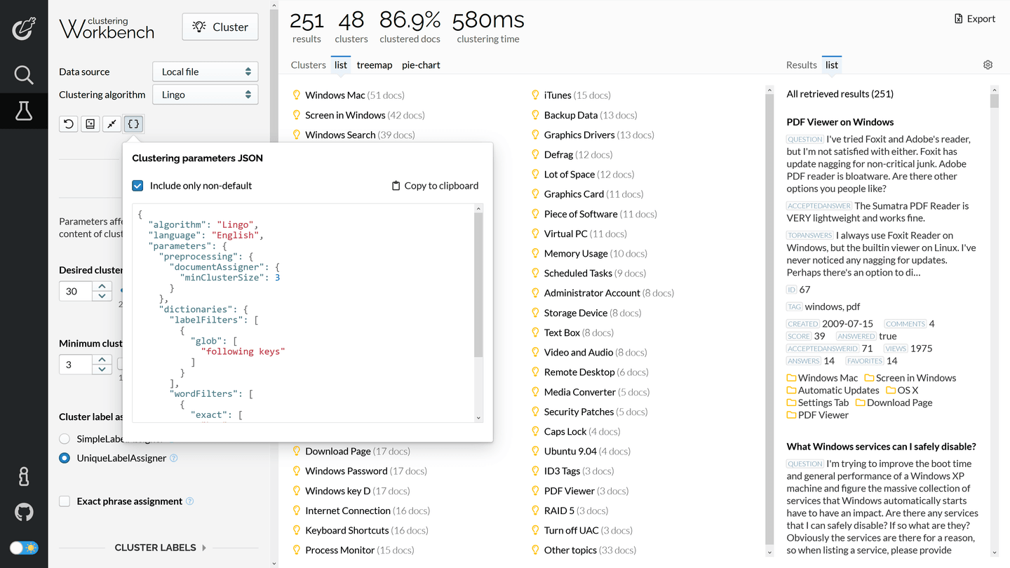 Tuning clustering - Carrot2 docs